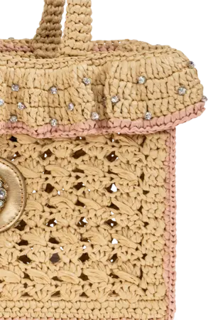 Kurt Geiger Chelsea Ruffle Raffia Top Handle Bag