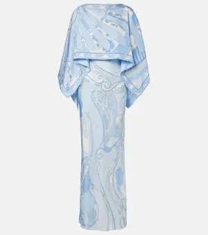 Emilio Pucci Orchidee Soleil Silk Gown And Cape Set