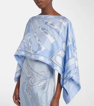 Emilio Pucci Orchidee Soleil Silk Gown And Cape Set