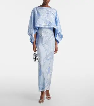 Emilio Pucci Orchidee Soleil Silk Gown And Cape Set