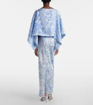 Emilio Pucci Orchidee Soleil Silk Gown And Cape Set