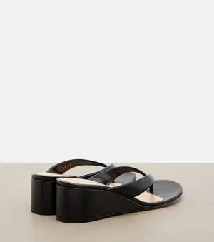 GIANVITO ROSSI Leather Wedge Thong Sandals