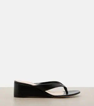 GIANVITO ROSSI Leather Wedge Thong Sandals