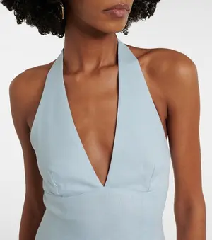 Faithfull The Brand Marais Shirred Linen Midi Dress - Blue