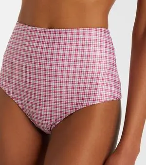 Faithfull The Brand Reyes Checked Bikini Bottoms - Red