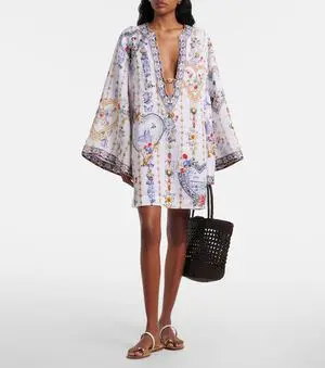Camilla Cutout Printed Linen Kaftan
