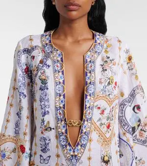 Camilla Cutout Printed Linen Kaftan