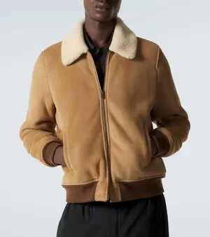 Saint Laurent Shearling-lined Suede Jacket - Beige