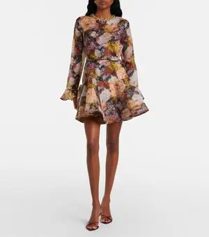 Zimmermann Alchemy Peplum Linen And Silk Minidress