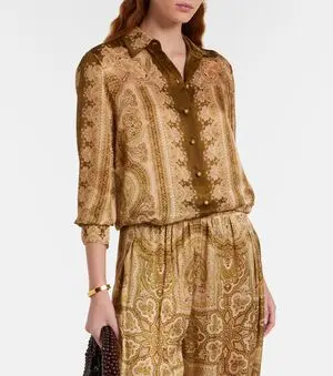 Zimmermann Luna Paisley Silk Satin Shirt