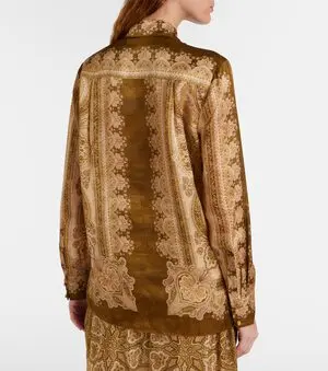 Zimmermann Luna Paisley Silk Satin Shirt