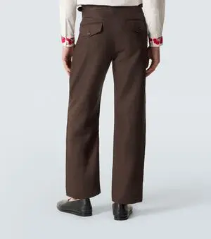 BODE Linen Straight Pants - Brown