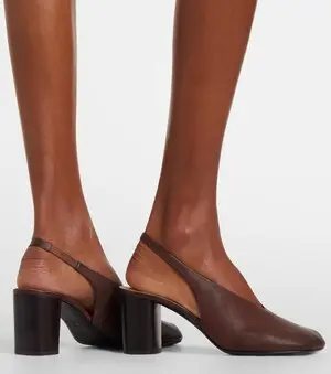 LEMAIRE Leather Slingback Pumps - Brown