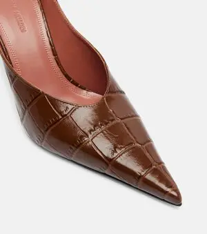 Amina Muaddi Anok Croc-effect Leather Pumps