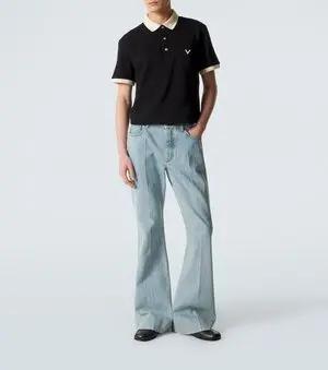 Valentino Garavani Vlogo Cotton Jersey Pique Polo Shirt