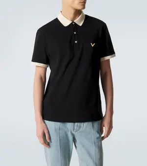 Valentino Garavani Vlogo Cotton Jersey Pique Polo Shirt