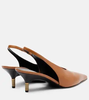 Khaite Bella 55 Leather Slingback Pumps - Brown