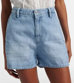 7 For All Mankind Cotton And Linen Denim Shorts