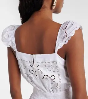 SELF-PORTRAIT Embroidered Linen And Cotton Organza Romper