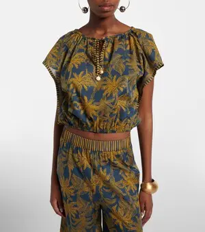 ERES Crocodile Printed Cotton Voile Top