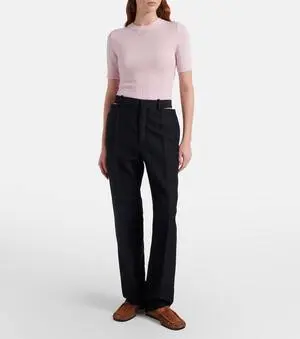 JIL SANDER Cutout Wool And Mohair Straight Pants - Black