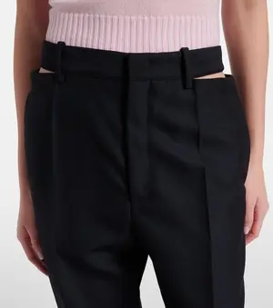 JIL SANDER Cutout Wool And Mohair Straight Pants - Black