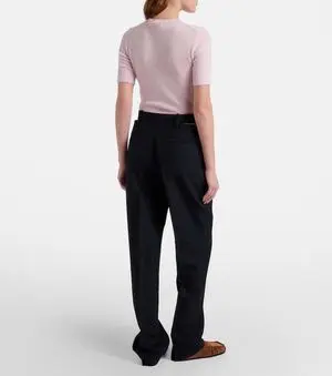 JIL SANDER Cutout Wool And Mohair Straight Pants - Black