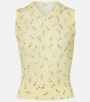 JIL SANDER Floral Cotton-blend Top - Yellow