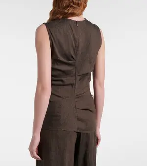 Proenza Schouler Anoushka Draped Linen-blend Slub Top