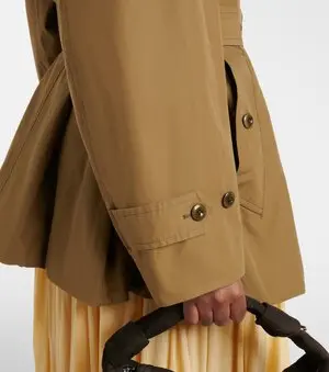 LEMAIRE Oversized Cropped Cotton Trench Coat - Green