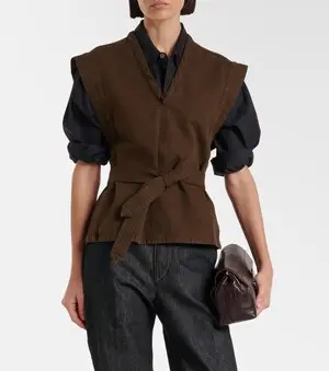 LEMAIRE Belted Cotton Twill Top - Brown