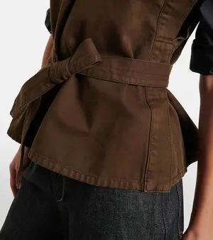 LEMAIRE Belted Cotton Twill Top - Brown