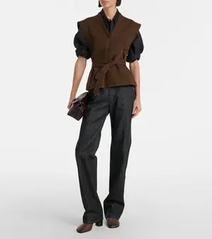 LEMAIRE Belted Cotton Twill Top - Brown