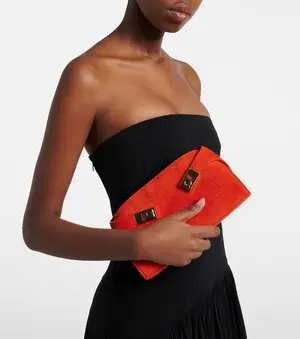 FERRAGAMO Hug Mini Suede Crossbody Bag - Orange