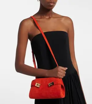 FERRAGAMO Hug Mini Suede Crossbody Bag - Orange
