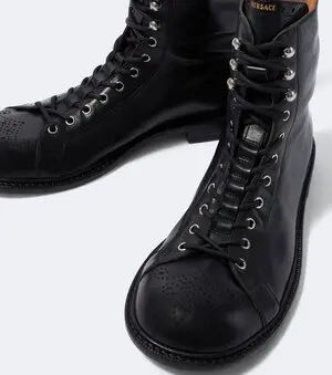 Versace Billy Perforated Leather Combat Boots