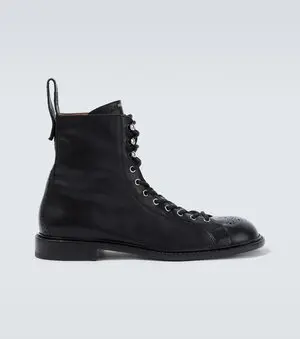 Versace Billy Perforated Leather Combat Boots