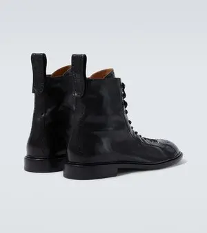 Versace Billy Perforated Leather Combat Boots