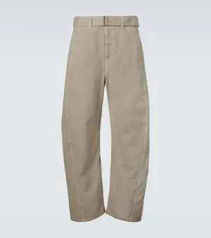 LEMAIRE Twisted Belted Cotton Twill Pants Grey
