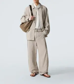 LEMAIRE Twisted Belted Cotton Twill Pants - Grey