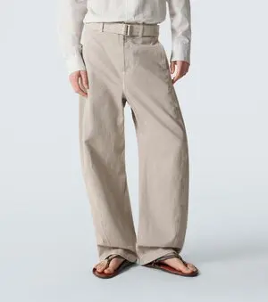LEMAIRE Twisted Belted Cotton Twill Pants - Grey