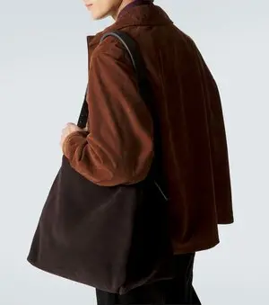 LEMAIRE Belted Suede Shoulder Bag - Brown