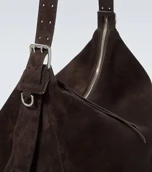 LEMAIRE Belted Suede Shoulder Bag - Brown