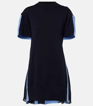 Sacai Paneled Cotton-blend Minidress - Blue