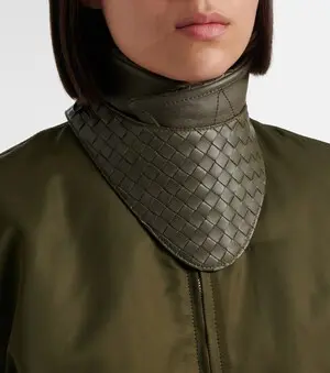 Bottega Veneta Intrecciato Leather-trimmed Bomber Jacket