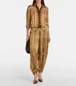 Zimmermann Luna Paisley Silk Satin Balloon Pants - Green