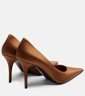 Amina Muaddi Barbara Satin Pumps - Brown