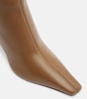 Amina Muaddi Jamie Leather Ankle Boots - Brown