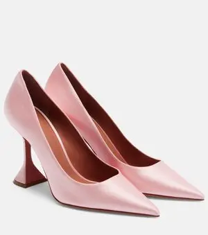 Amina Muaddi Ami Satin Pumps - Pink