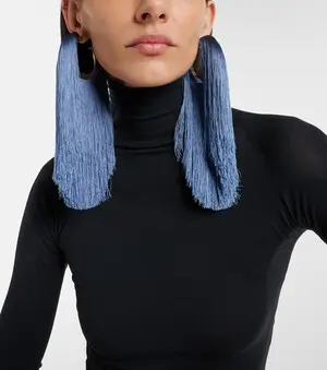 Alaïa Fringed Hoop Earrings - Blue